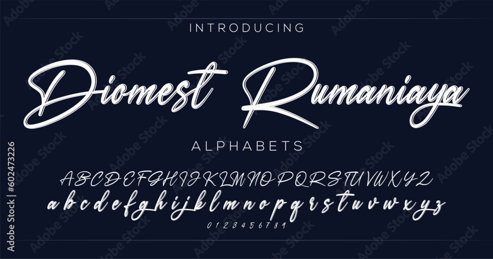 Vetor de Hand drawn calligraphic vector monoline font. Distress ...