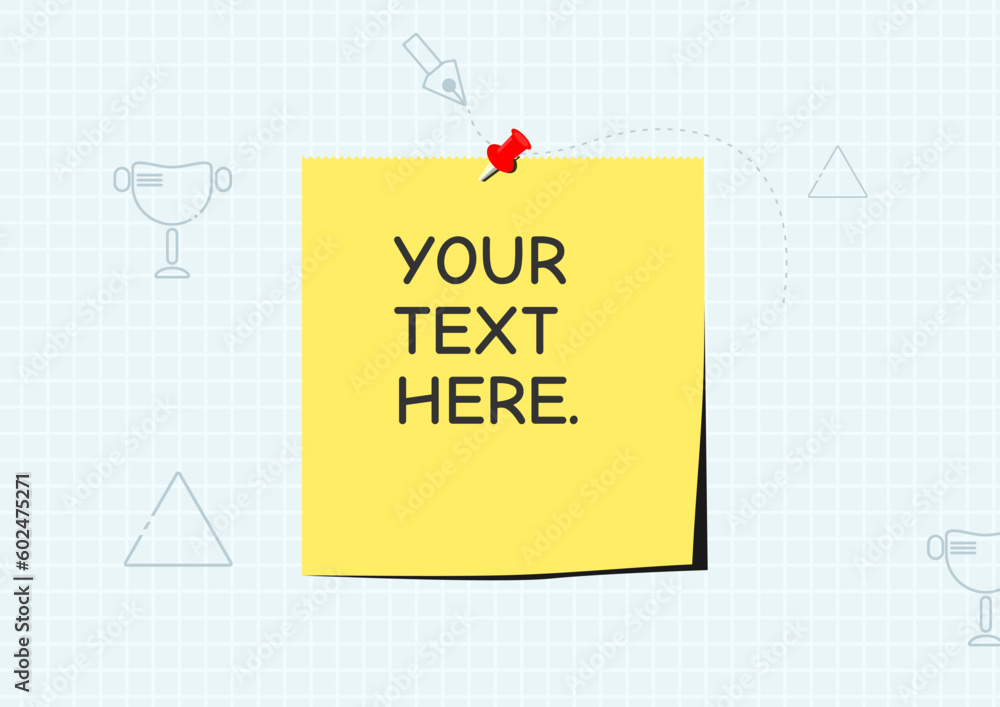 note paper with pin on school paper background Stock Vector | Adobe Stock