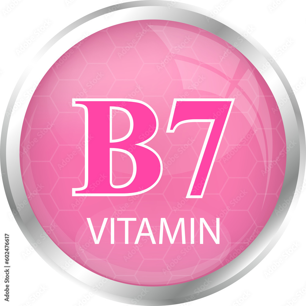 Vitamin B7 icon structure pink substance isolated on cutout PNG ...