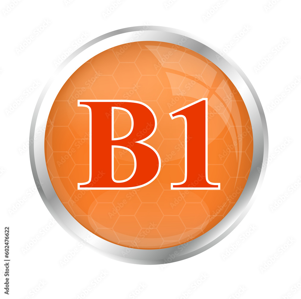 Vitamin B1 icon structure orange substance isolated on out PNG ...
