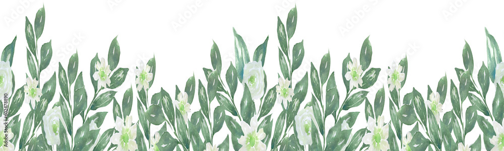 Watercolor Summer Border, Floral Frame Clipart Stock Illustration ...