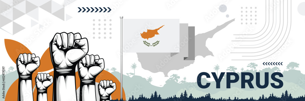 Vetor de Celebrate Cyprus independence in style with bold and iconic ...