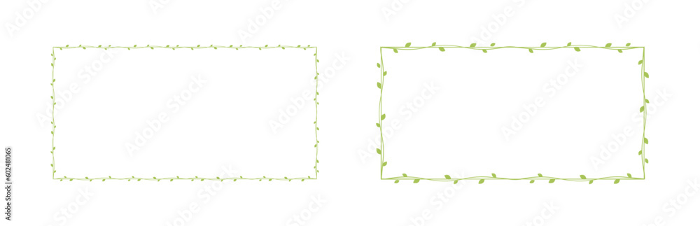 Rectangle green vine frames and borders set, floral botanical design ...