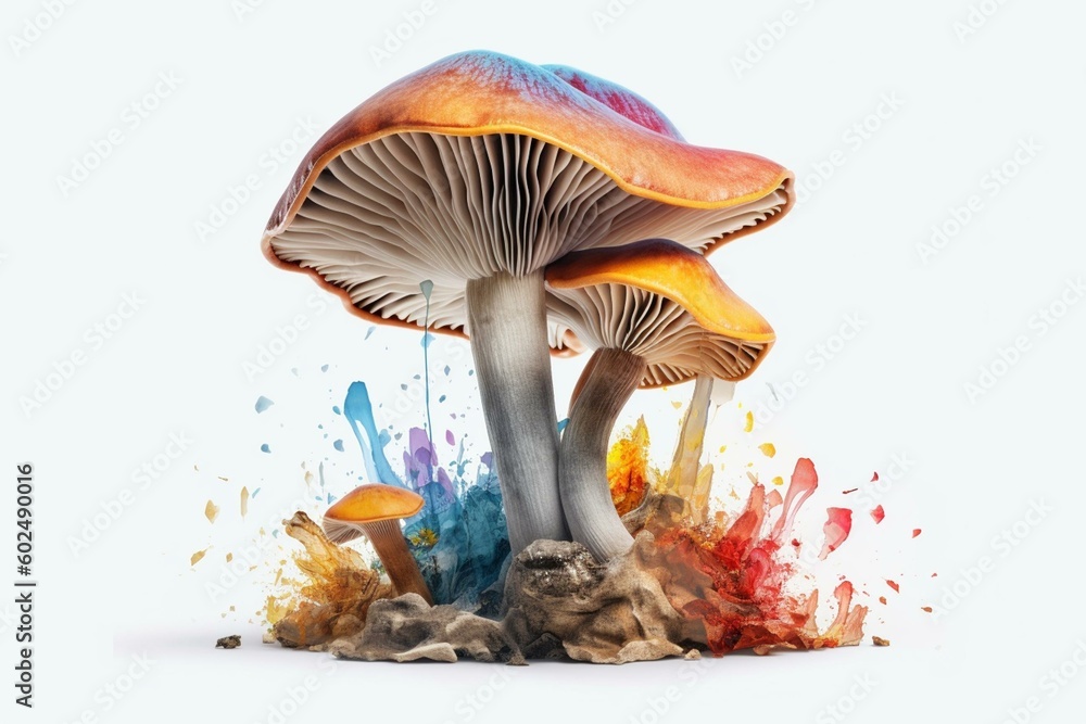 Rainbow-colored magical fungus illustration on transparent background ...