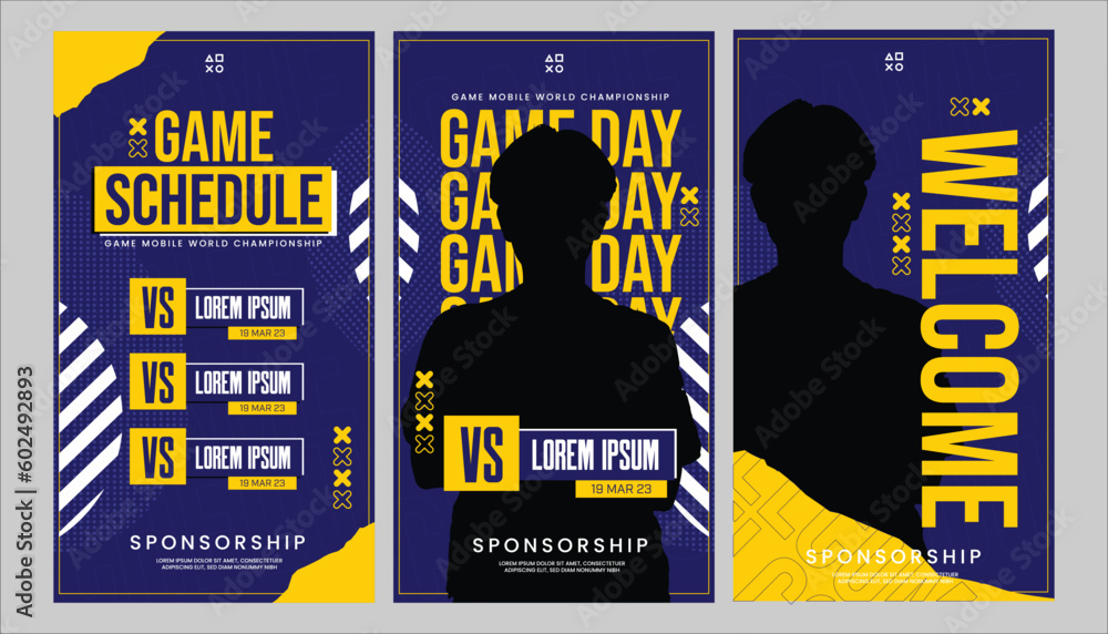 banner template for esports team with tournament logo, sponsor, team ...