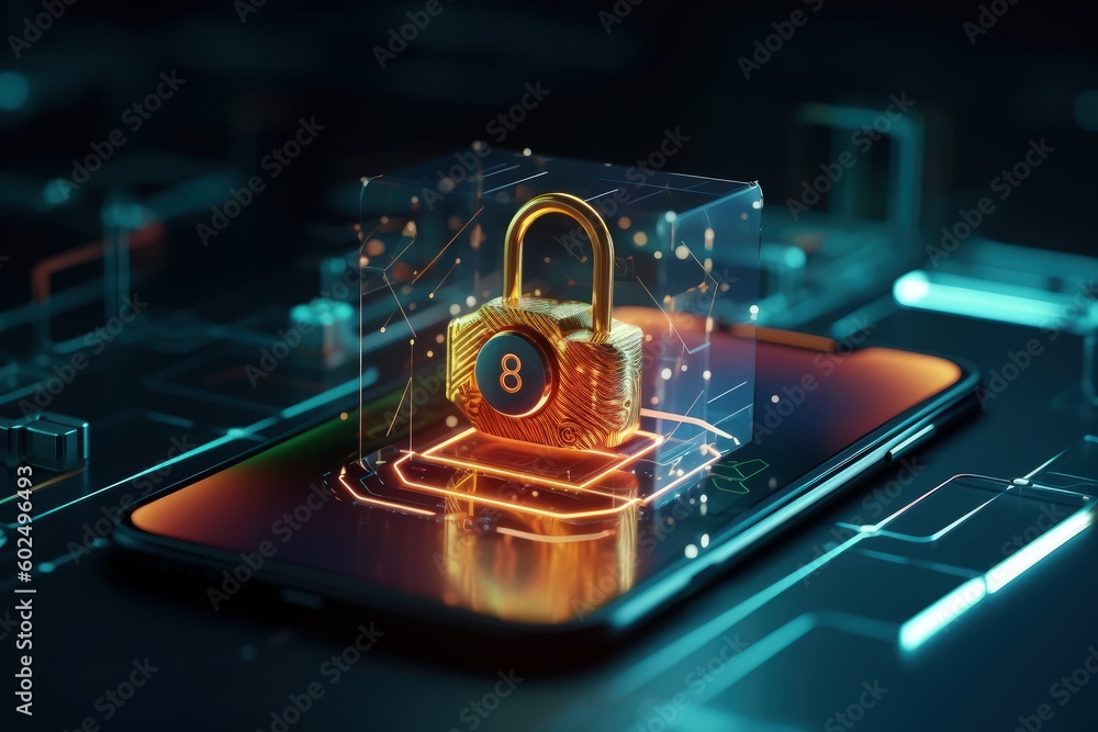 Cybersecurity Padlock, Digital Lock on Technology Network Data ...