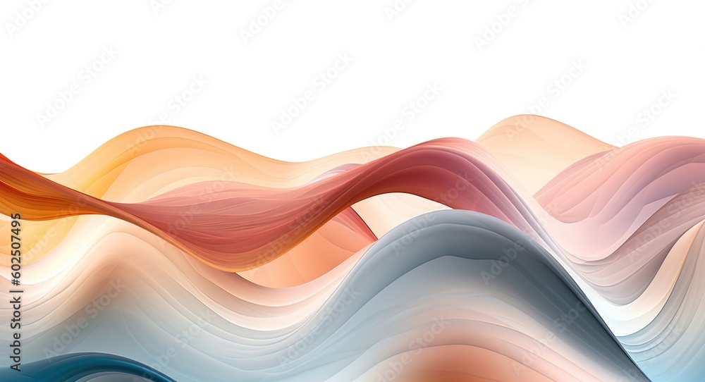 Fluid wavy lines flowing, wavy colors in motion, white background with ...