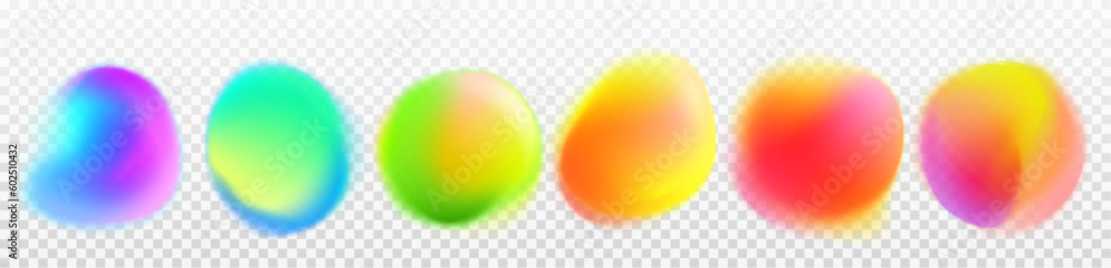 Realistic set of abstract gradient spots isolated on transparent ...
