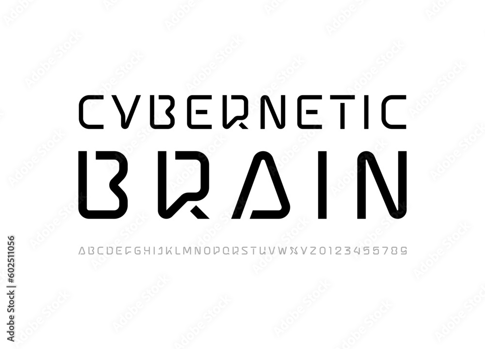 Tech font, digital alphabet, trendy uppercase Latin letters from A to Z ...