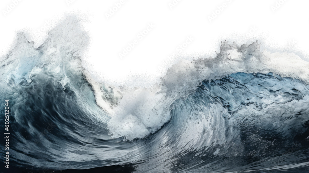 large waves crashing, isolated on transparent background cutout , generative ai Stock イラスト ...
