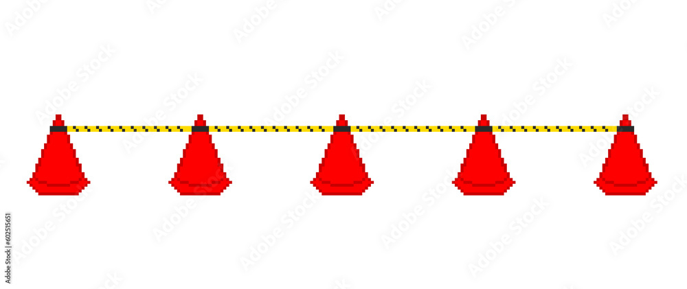 Pixel art barricade triangular cones Stock Illustration | Adobe Stock
