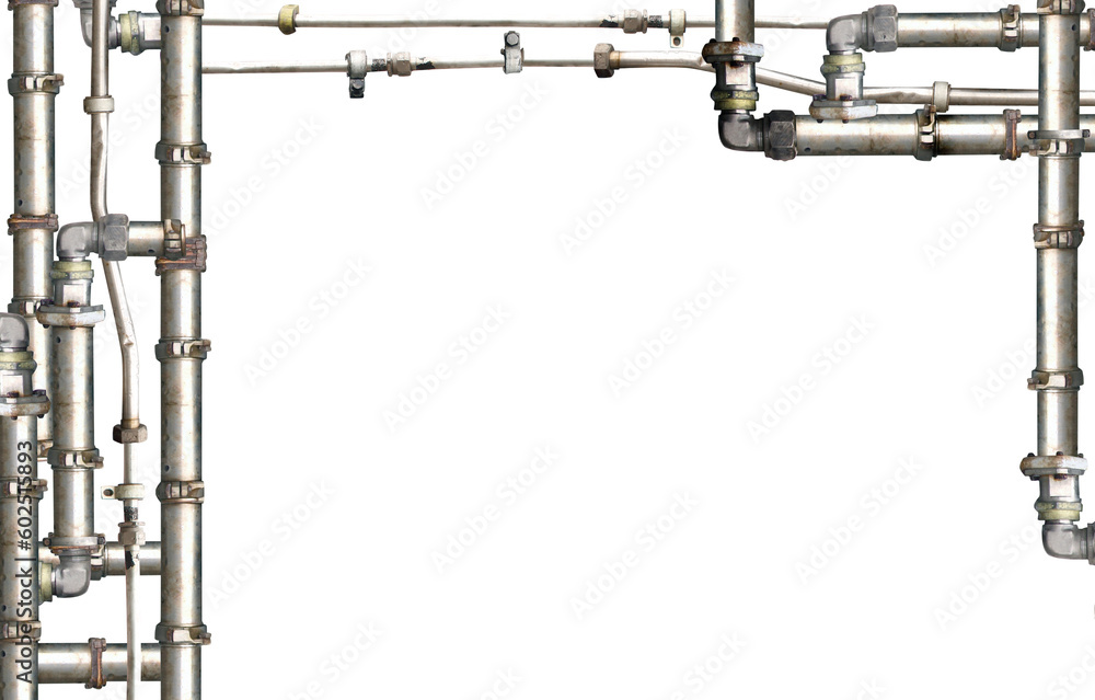 Vintage steampunk decoration with pipes. Retro pipelines and pipe elbow ...