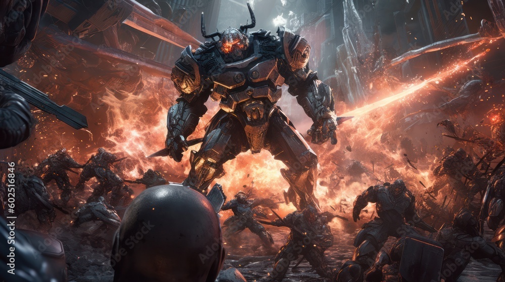 Futuristic Cyborg Battle: An Epic Hyper-Realistic Scene Generative AI ...