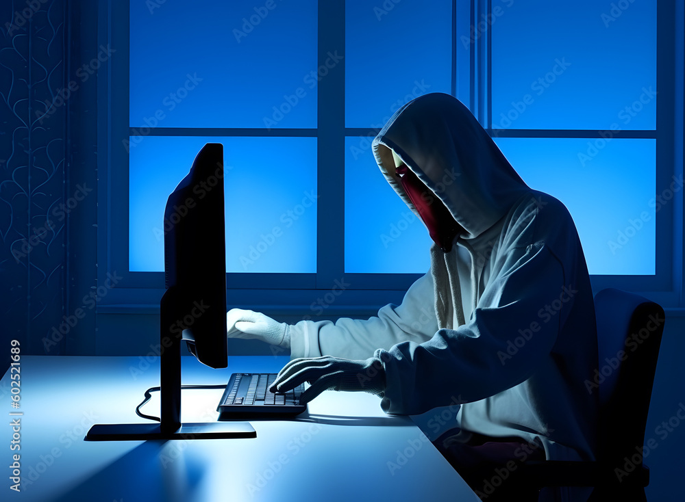 Modernized hacker with hoodie. Concept of dark web, cybercrime ...