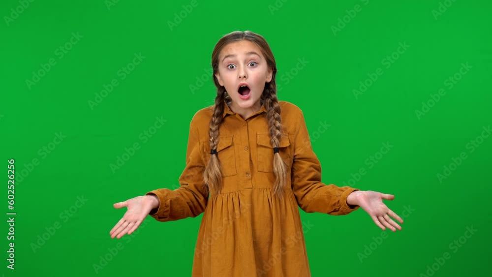 Portrait of teen girl with shocked surprised facial expression ...