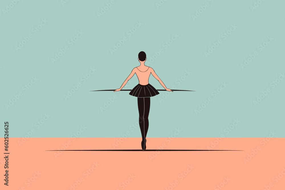 Doodle inspired Ballet barre, cartoon sticker, sketch, vector ...