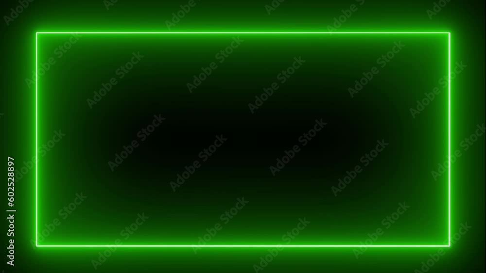 green neon effect rectangle frame line seamless looping video. Square ...