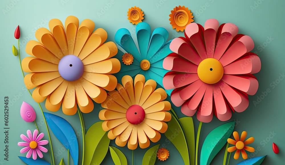 beautiful 3d colorful flowers background, floral wallpaper, cute ...
