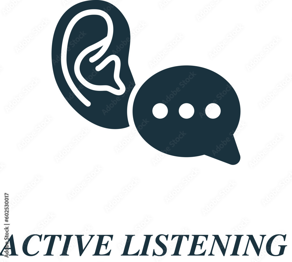 Active listening icon. Monochrome simple sign from critical thinking ... Active listening icon. Monochrome simple sign from critical thinking ...