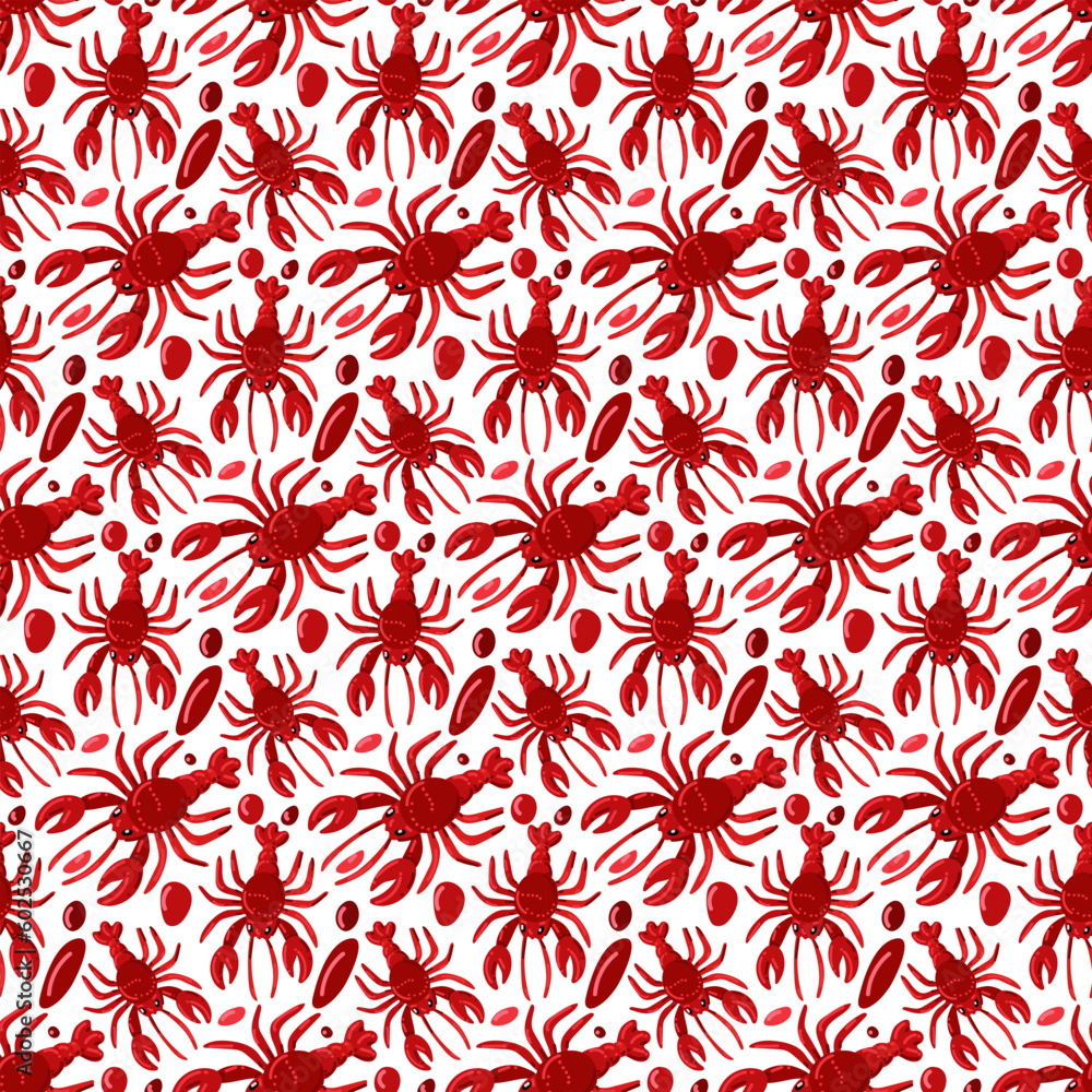 Vektorová grafika „Pattern of red sea crayfish colorful seamless ...