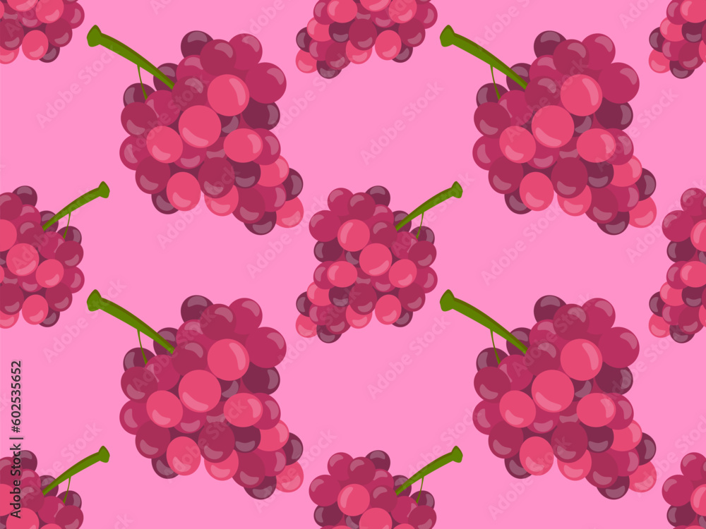 Grapes seamless pattern. Bunch of grapes in 3d style. Ripe grape ...