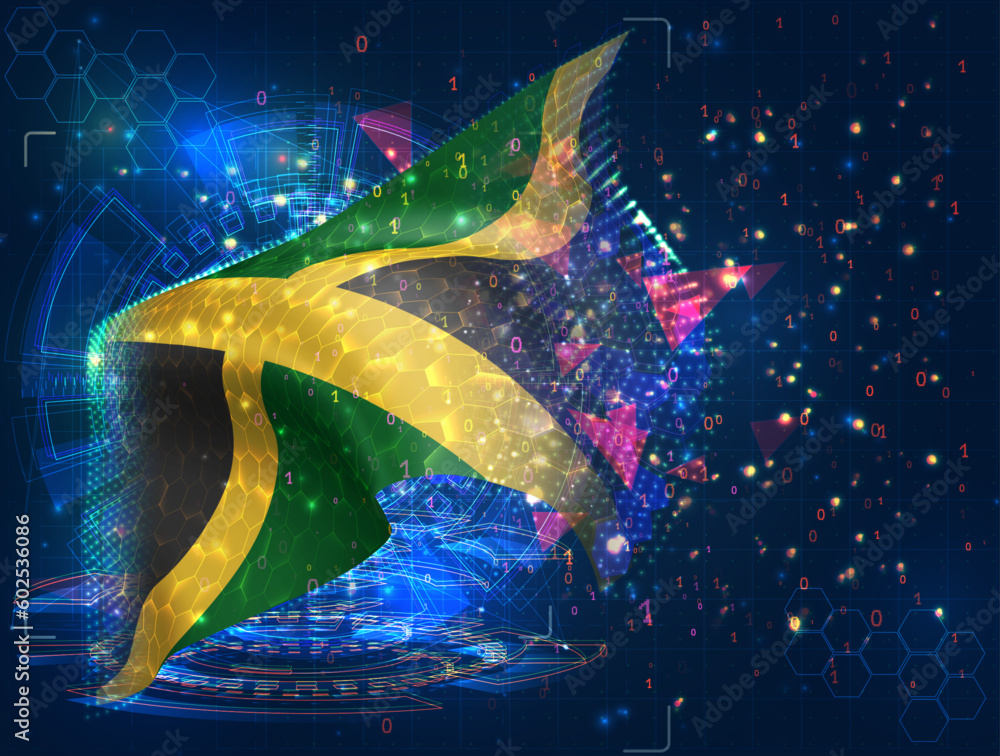 Jamaica, vector flag, virtual abstract 3D object from triangular ...