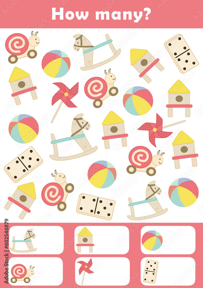 Counting children game cartoon. I spy game for toddlers. Find and count ...