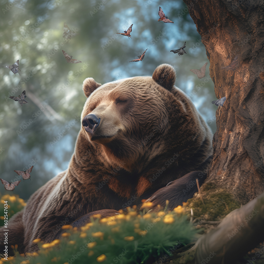 **a realistic high definition detailed photo of a bear in the forest ...