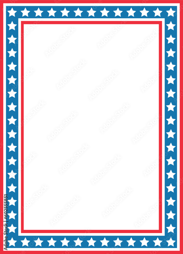 American patriotic border frame card. Isolated on white background ...
