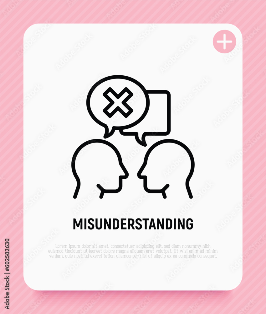 Misunderstanding in conversation between two persons. People are ...