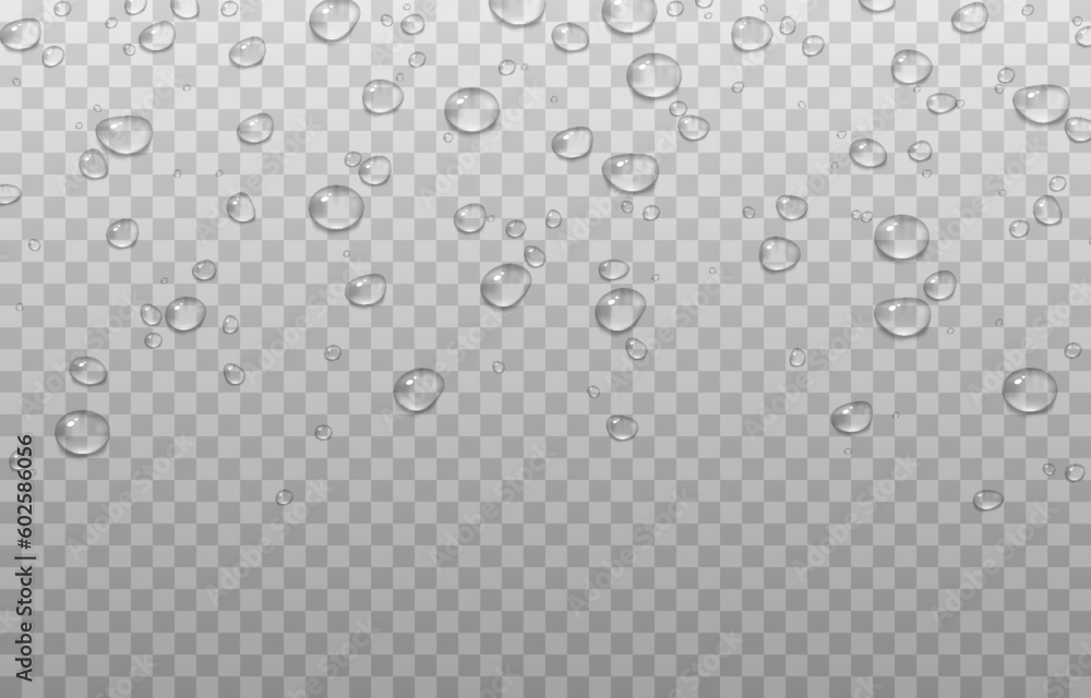 Vector drops of water. Drops png. Drops on the surface, on the glass ...