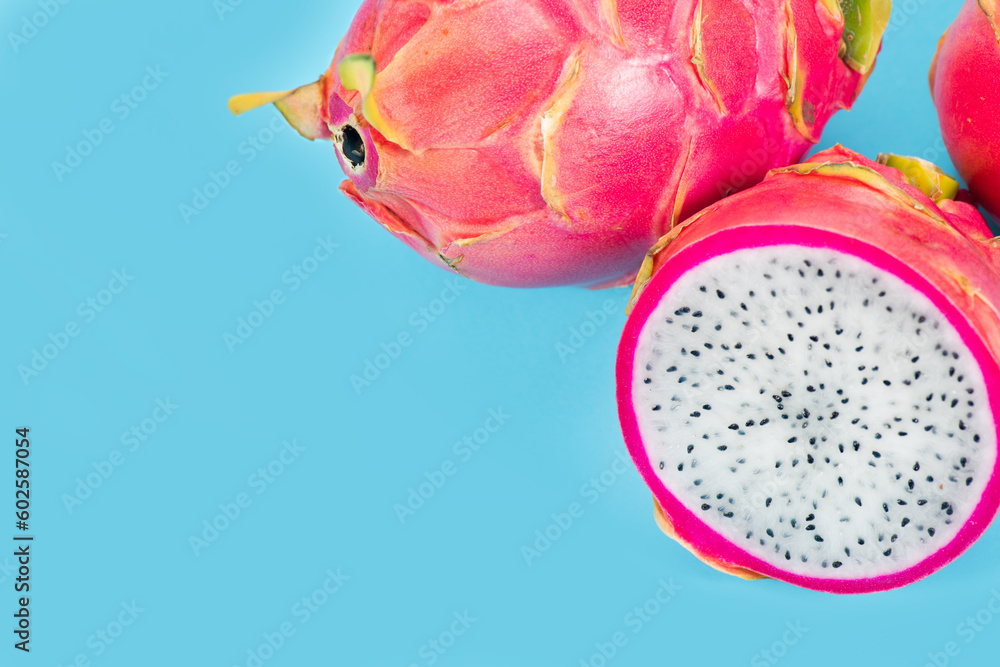 Dragon fruit, Pitahaya, Pitaya exotic asian vegan juicy fruits close up ...