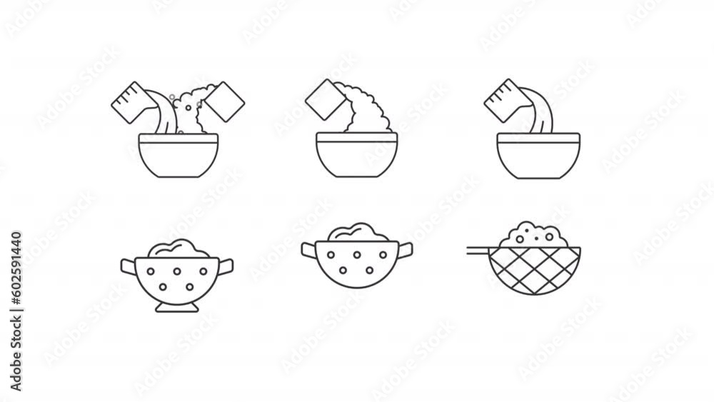 Animated ingredients line icons. Cooking at home animation. Food recipe ...