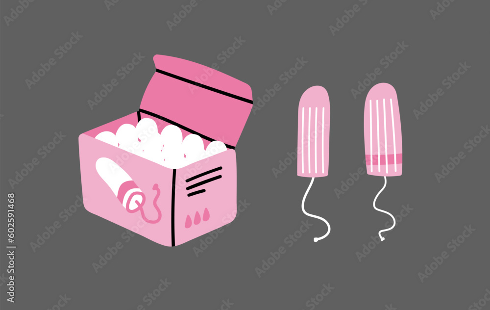 Cute hand drawn menstrual tampons isolated vector illustration. Two ...