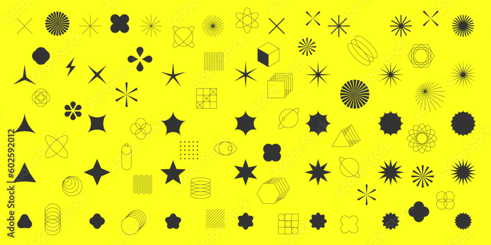 Abstract geometric memphis style shape set. Bauhaus brutalism ...