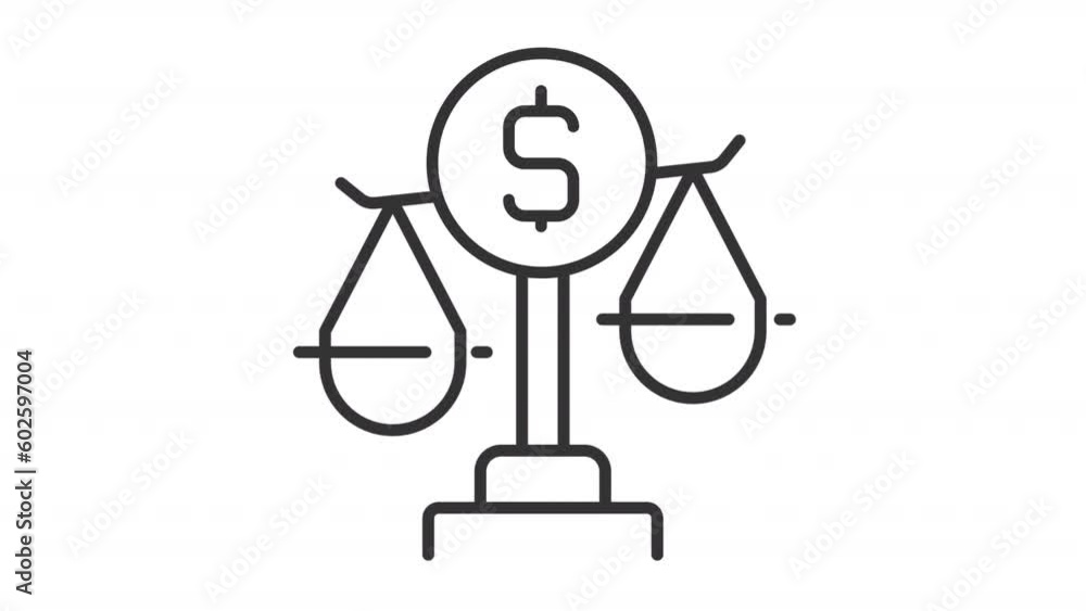 Stockvideo Financial law icon animation. Animated line balancing scale ...