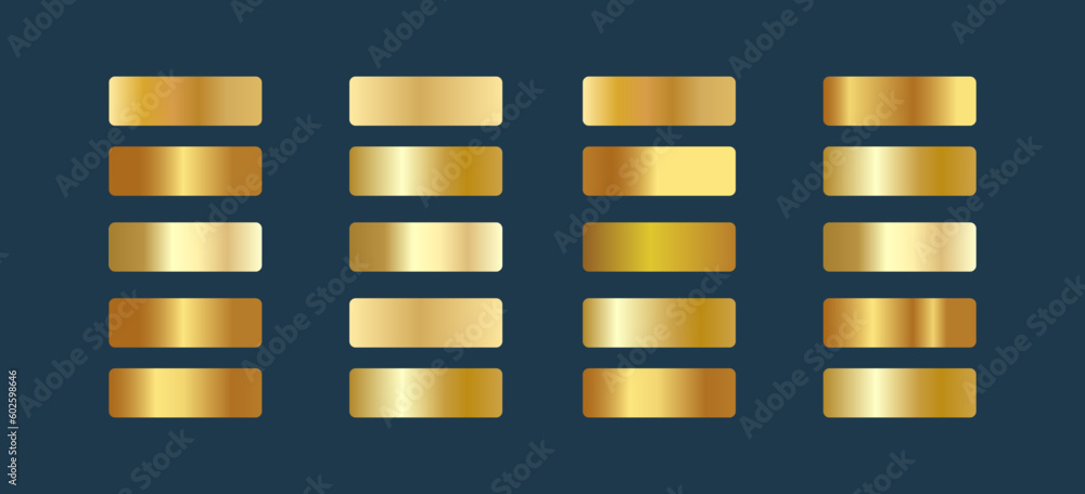 gold color metal palette swatches palette set design Stock Vector ...