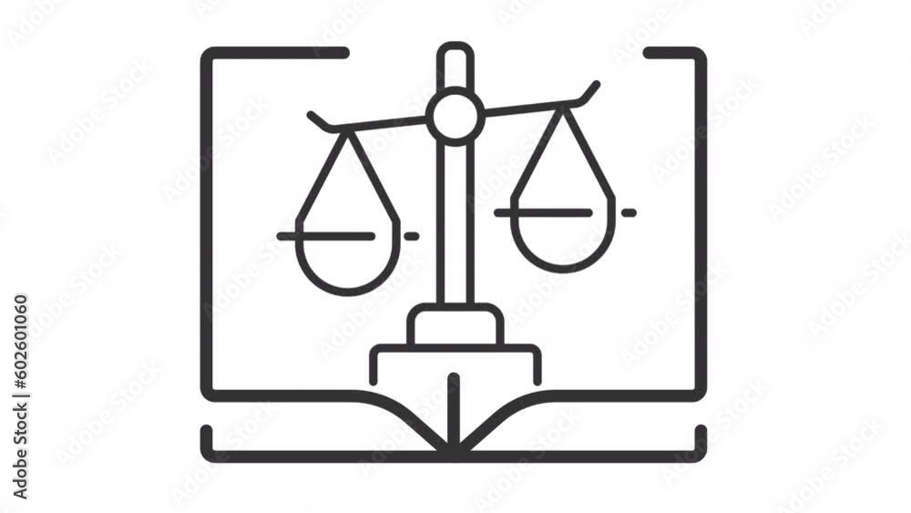Constitutional court icon animation. Animated line balancing justice ...