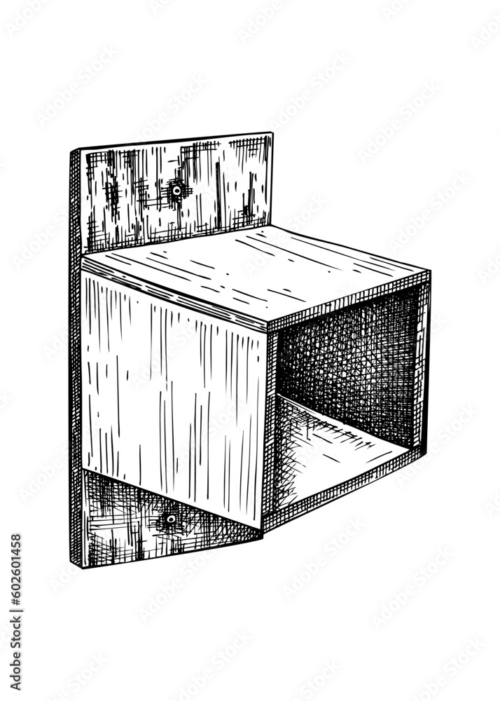 Bird box sketch. Hand made birdhouse drawings. Wooden construction for ...