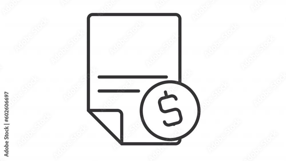 Tax pay icon animation. Animated line tax form with dollar sign ...