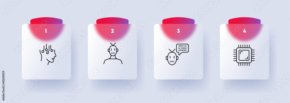 Artificial intelligence icon set. Intelligent machines, cognitive ...