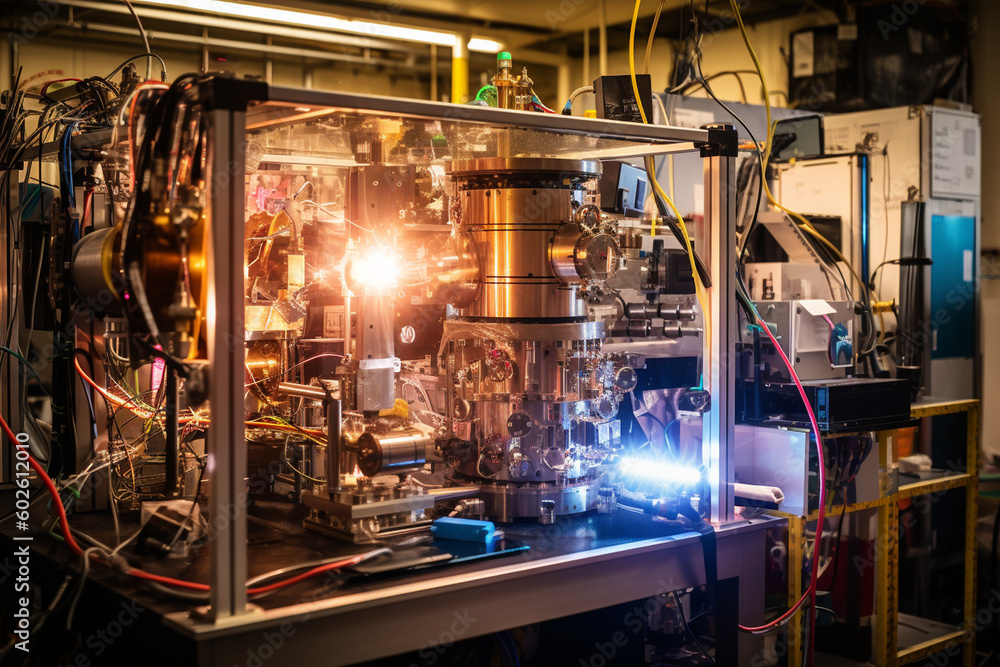A quantum computing lab with superconducting qubits stored in cryogenic ...