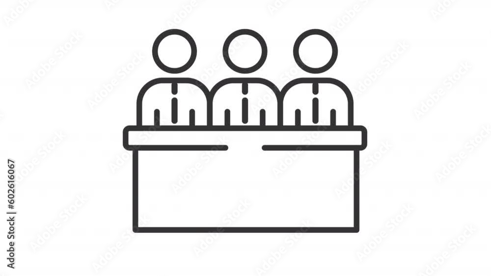 Business meeting icon animation. Animated line coworkers discuss issue ...