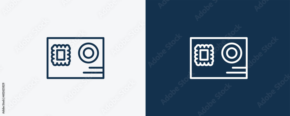 letter with stamp icon. Outline letter with stamp icon from social ...