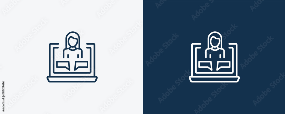 online class icon. Outline and filled online class icon from education ...