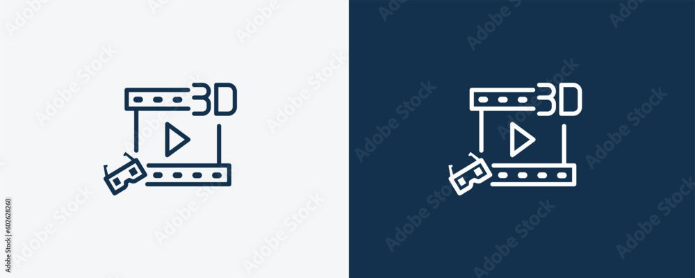 3d movie icon. Outline 3d movie icon from cinema and theater collection ...