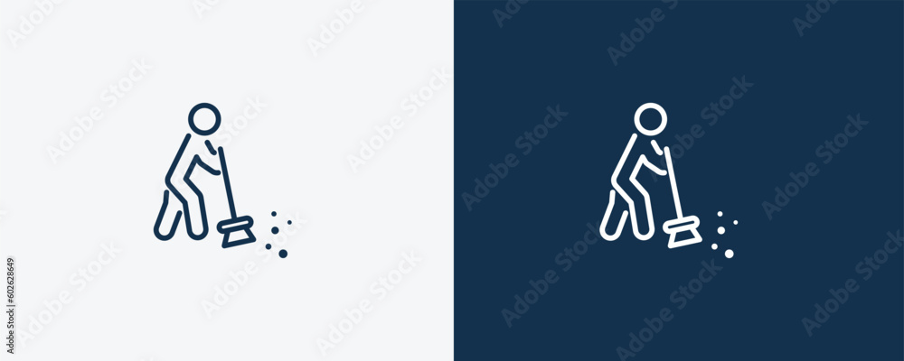 man sweeping icon. Outline man sweeping icon from behavior and action ...