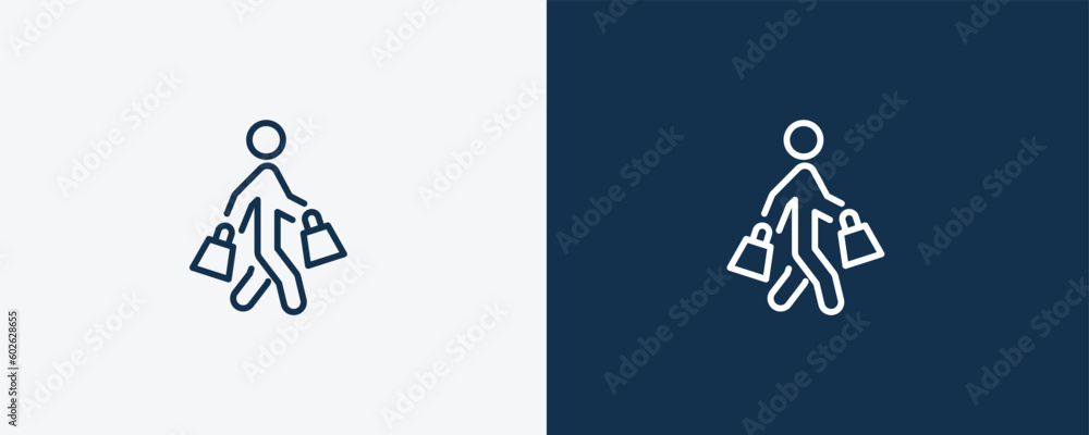 shopper man icon. Outline shopper man icon from behavior and action ...