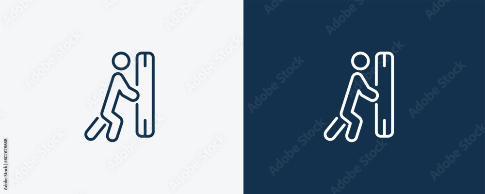 man pushing icon. Outline man pushing icon from behavior and action ...