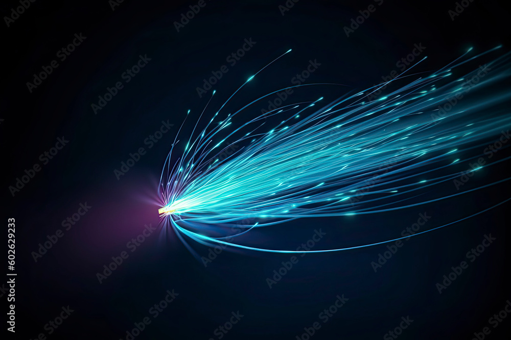 Glowing optical fiber cable or wire realistic vector, fiber optics ...